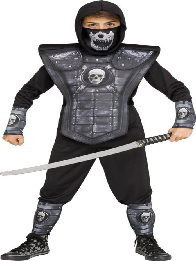 Silver Skull Ninja Kids Costume